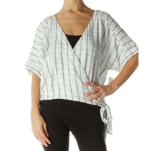 Free People | Tops | Free People White Navy Blue Made In The Shade ...